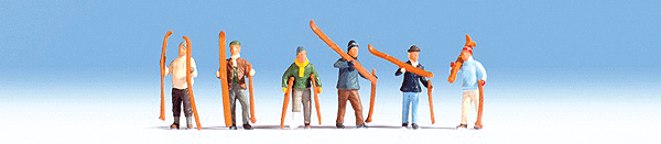 miniature winter figures, skiers, snow activities